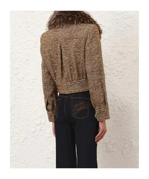Zimmermann Valiant Faux Fur Collar Biker