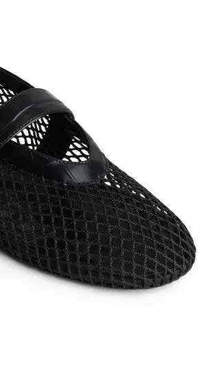 Alaïa Ballet Flats In Fishnet And Crocodile Embossed Calfskin