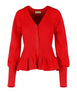Blumarine Long-sleeve Knit Cardigan - Red