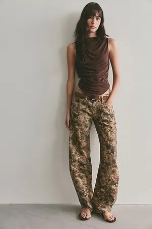 Free People We The Free Fable Printed Twisted Jeans Snake Combo