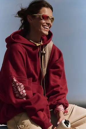 Free People Buti Sleeve Hoodie - Brick Combo