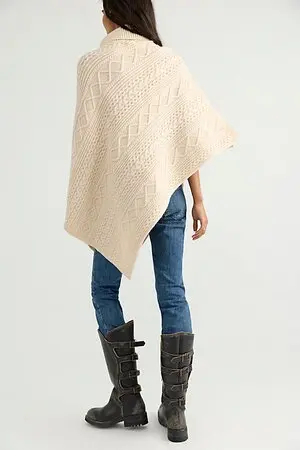 Free People Cannon Cable Poncho - Ivory