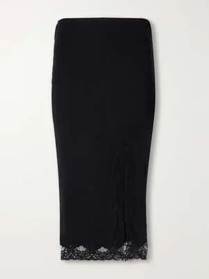 Balmain Lace-trimmed Jersey Midi Skirt