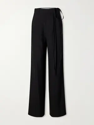ANN DEMEULEMEESTER Wide-leg Jersey Pants With Self-tie Belt - Black