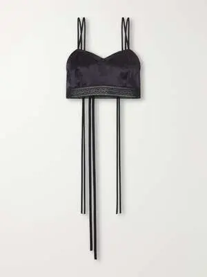ANN DEMEULEMEESTER Xaja Lace-trimmed Silk-satin Cropped Cami - Black