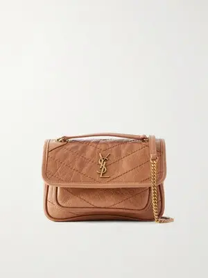 Saint Laurent Niki Mini Cassandre-embellished Shoulder Bag - Brown