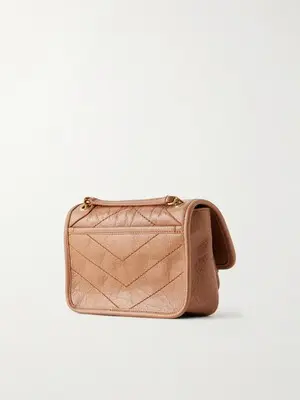 Saint Laurent Niki Mini Cassandre-embellished Shoulder Bag - Brown