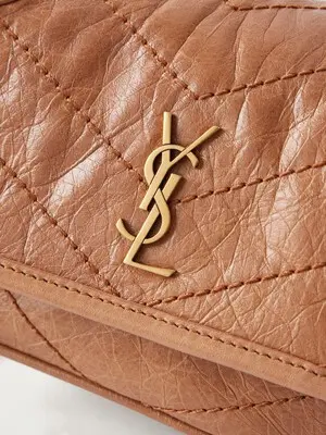 Saint Laurent Niki Mini Cassandre-embellished Shoulder Bag - Brown