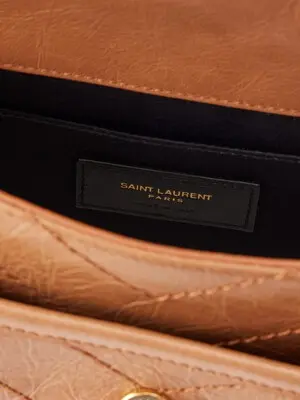 Saint Laurent Niki Mini Cassandre-embellished Shoulder Bag - Brown