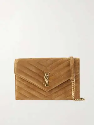 Saint Laurent Cassandre Envelope Matelassé Suede Shoulder Bag