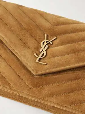 Saint Laurent Cassandre Envelope Matelassé Suede Shoulder Bag