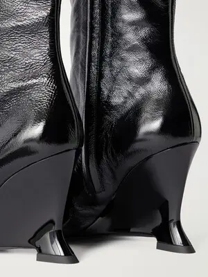 Balmain Crinkled-leather Knee Boots