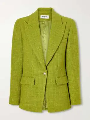 Balmain Bouclé-tweed Wool-blend Jacket - Green