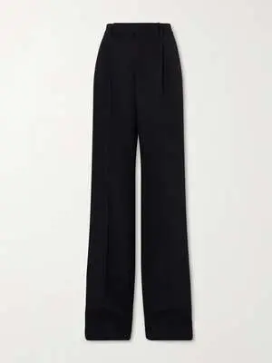 Saint Laurent Pleated Wool-crepe Wide-leg Pants