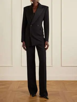 Saint Laurent Pleated Wool-crepe Wide-leg Pants