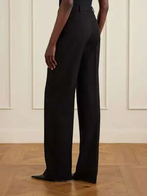 Saint Laurent Pleated Wool-crepe Wide-leg Pants