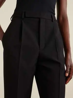 Saint Laurent Pleated Wool-crepe Wide-leg Pants
