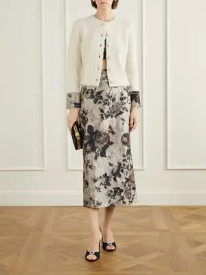 Erdem Satin-trimmed Wool And Alpaca-blend Cardigan
