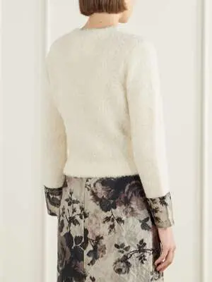 Erdem Satin-trimmed Wool And Alpaca-blend Cardigan