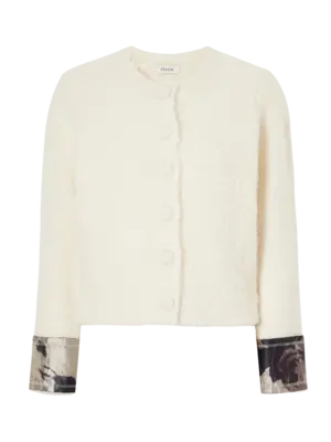 Erdem Satin-trimmed Cardigan - Neutrals