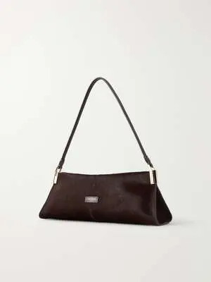 Balmain Leather-trimmed Pony-hair Shoulder Bag