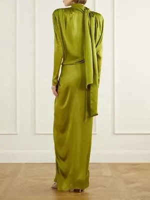 Balmain Draped Silk-charmeuse Maxi Dress