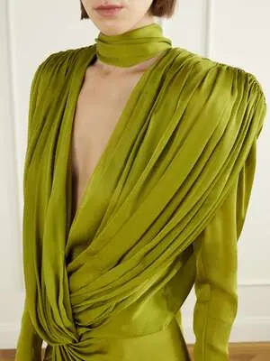 Balmain Draped Silk-charmeuse Maxi Dress