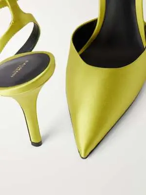 Balmain Embellished Satin Pumps With Ankle Strap