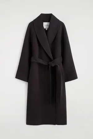 Cos Shawl-collar Double-faced Wool Long Coat Brown