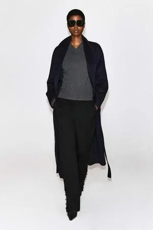 Cos Shawl-collar Double-faced Wool Long Coat - Navy