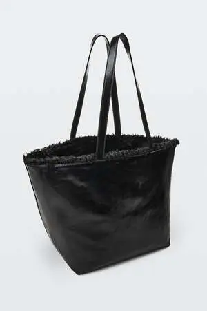 Alexander Wang Oversized Shearling Trimmed Leather Tote