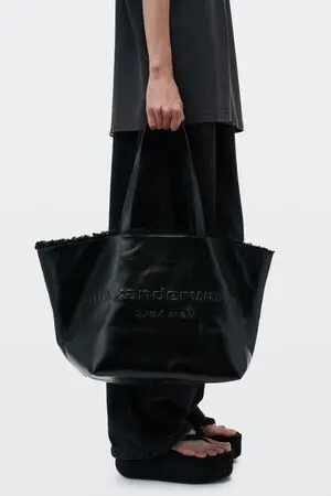 Alexander Wang Oversized Shearling Trimmed Leather Tote