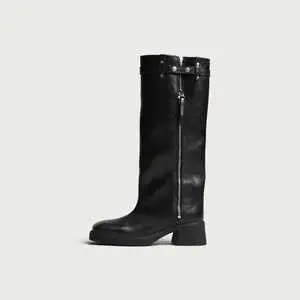 MIISTA Izolda Zipper Tall Boots - Black