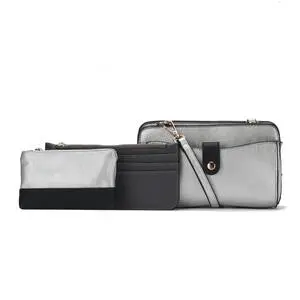 MKF COLLECTION - J'OMOR Muriel Crossbody Bag & Card Holder Set Pewter