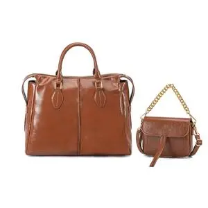 MKF COLLECTION - J'OMOR Yareli Tote Bag With Mini Bag- 2-piece Set - Brown