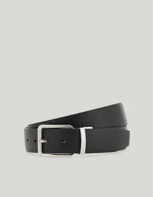 Canali And Dark Brown Reversible Calfskin Belt - Black