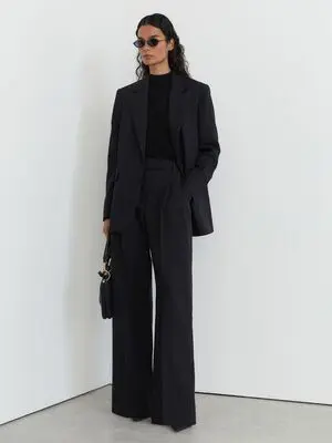 REISS Beck Wool Pinstripe Wide-leg Suit Trousers