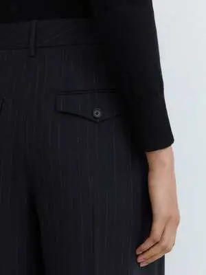 REISS Beck Wool Pinstripe Wide-leg Suit Trousers