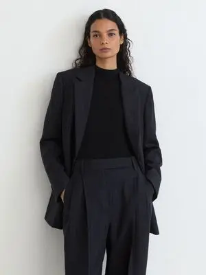 REISS Beck Wool Pinstripe Wide-leg Suit Trousers
