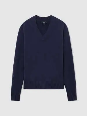 REISS Alberz Wool-cashmere V-neck Jumper - Navy
