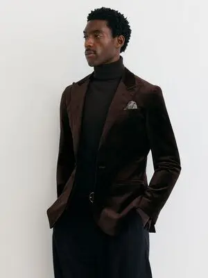 REISS Apsara Tailored Fit Velvet Single-breasted Blazer