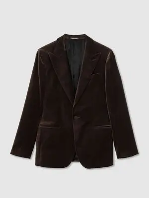 REISS Apsara Tailored Fit Velvet Single-breasted Blazer