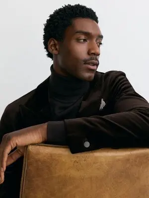 REISS Apsara Tailored Fit Velvet Single-breasted Blazer