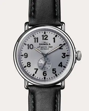 Shinola Runwell 47mm Sub-second Leather Watch - Black