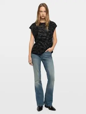 Zadig&Voltaire Cloe Tank Top With Rhinestone Zebra Motif
