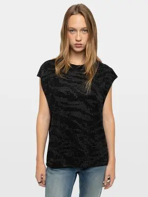 Zadig&Voltaire Cloe Tank Top With Rhinestone Zebra Motif