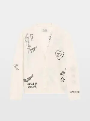 Zadig&Voltaire Mirkaz Cashmere Cardigan With Embroidered Details - Ecru