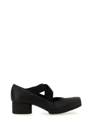 UMA WANG Ballerina In Pelle Con Tacco Medio - Black
