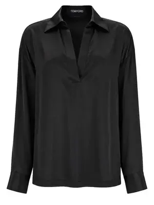 TOM FORD Polo In Raso Di Seta Stretch Con Logo