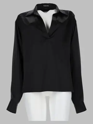 TOM FORD Polo In Raso Di Seta Stretch Con Logo
